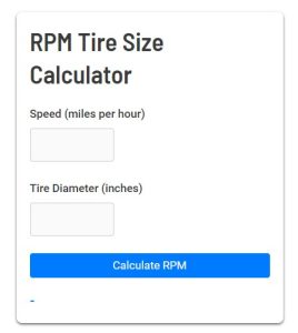 RPM Tire Size Calculator - Tire Size Compare