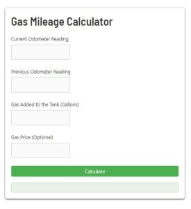 Gas Mileage Calculator - Tire Size Compare